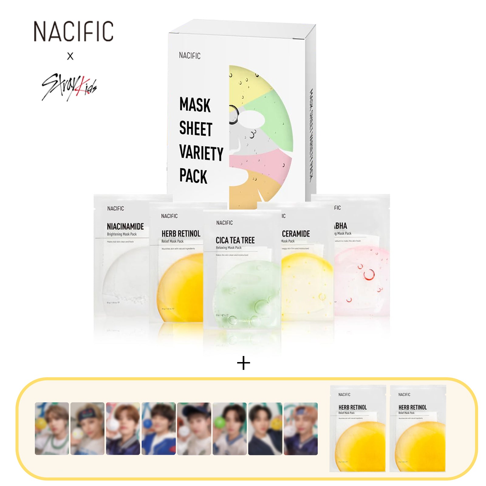 [ NACIFIC ] Premium Sheet Mask Variety Set 10-PACK Box Set + SKZ 8 PCS ...